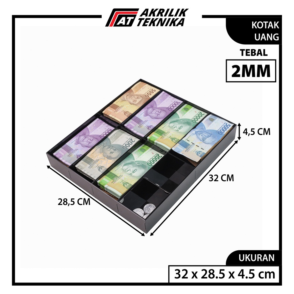 Jual Tempat Laci Akrilik Kotak Box Uang Cash Kasir Cash Drawer - Dengan ...