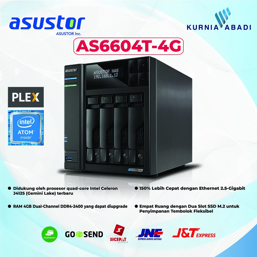 Jual ASUSTOR AS6604T RAM 4-bay NAS EXC DISK Intel Celeron Quad-Core NAS ...