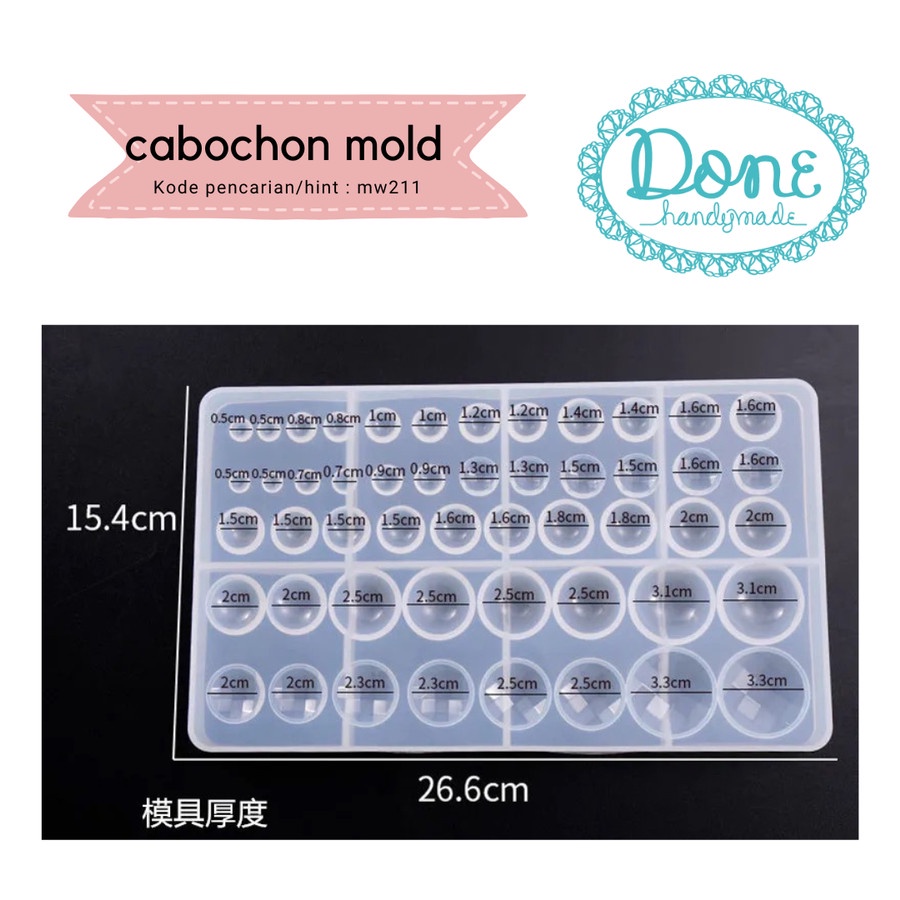Jual done handymade jumbo mold cabochon mold bulat cetakan resin mold ...