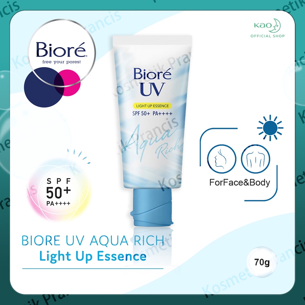 Jual Biore UV Aqua Rich Light Up Essence 70g-Aqua Rich Sunscreen Glowing Natural Light Up ...
