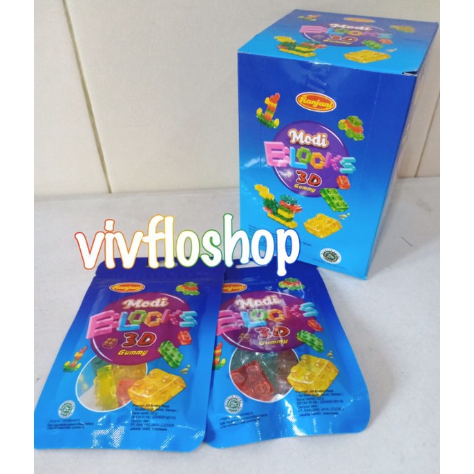 Jual Permen Jelly Modi Blocks 3D / Gummy Jelly Modi Blocks (12 x 22 ...