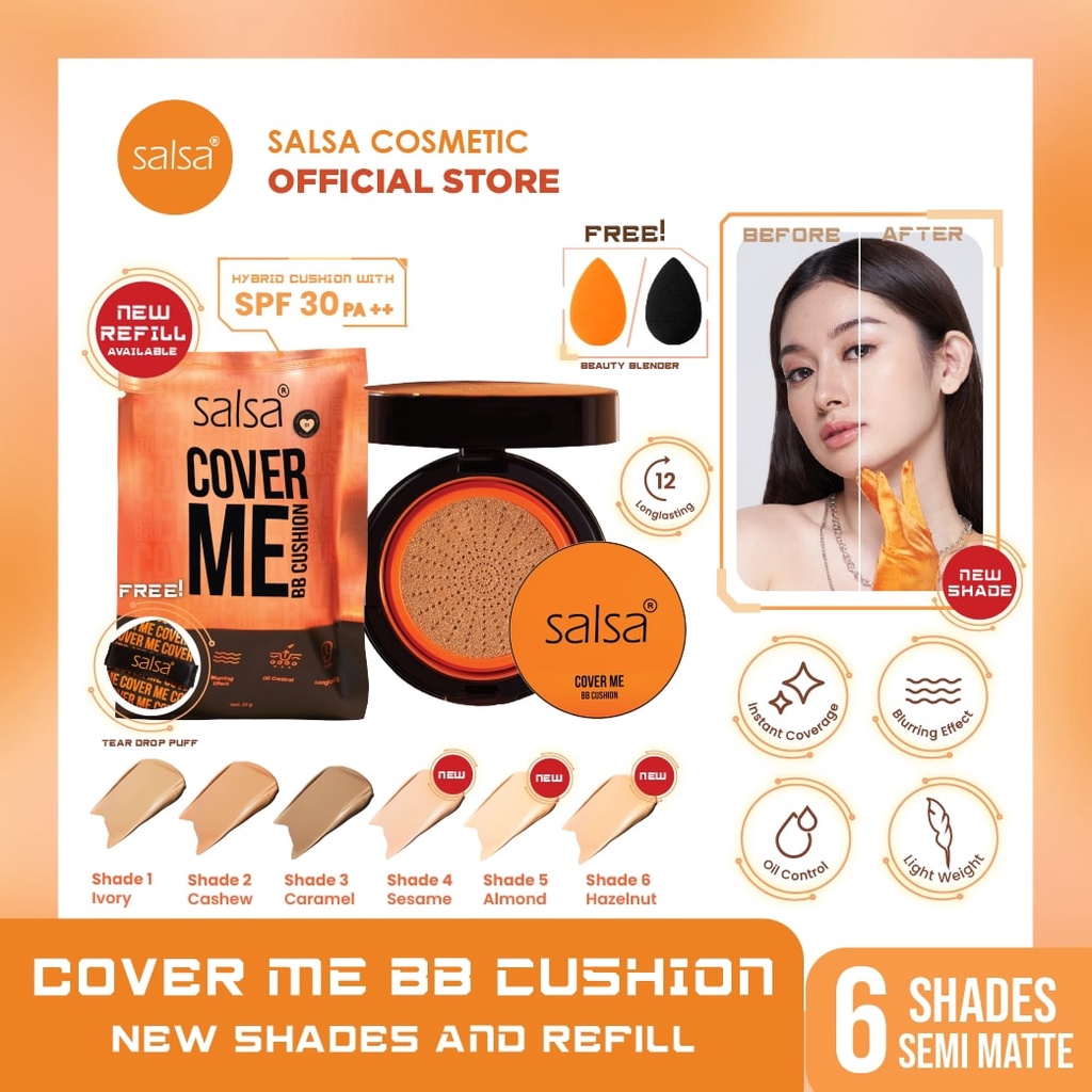 Jual SALSA Cover Me BB Cushion - Semi Matte with Red Algae Niacinamide ...