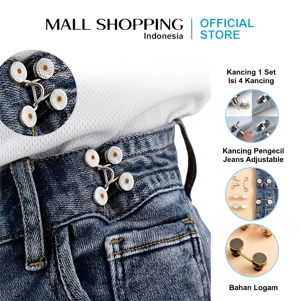 Jual Kancing 1 Set Isi 4 Kancing Pengecil Jeans Adjustable Unisex ...