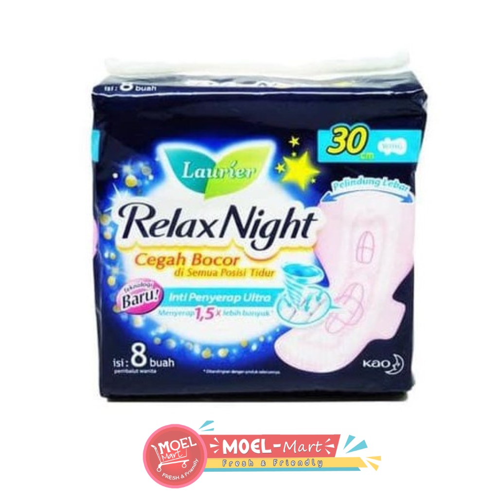 Jual LAURIER Relax Night Wing 30cm Isi 8 Pads | Shopee Indonesia