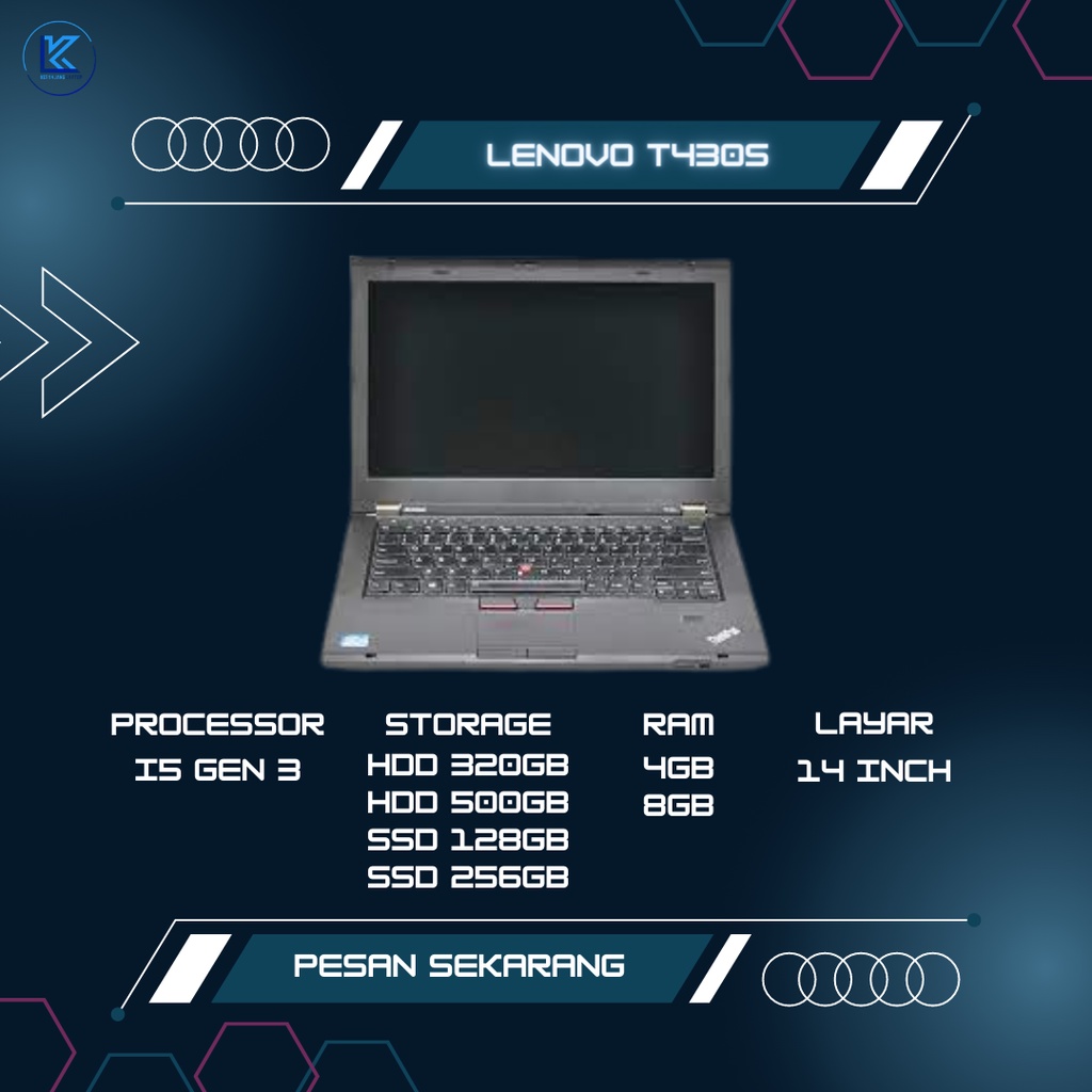 Jual Laptop Murah Laptop Lenovo Thinkpad T430s Core I5 Gen 3 Ram 8gb