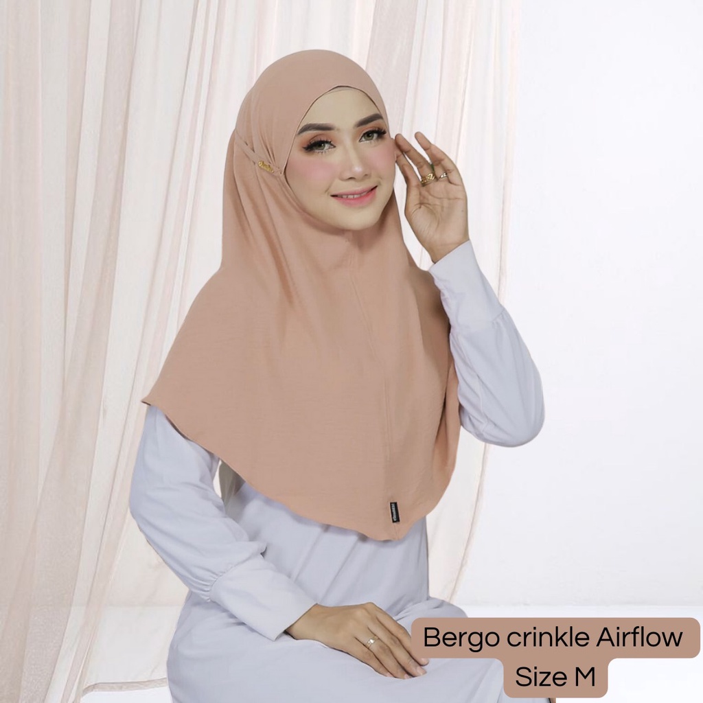 Jual Jilbab Instan Bergo Maryam Crinkle Airflow Size M Premium | Hijab Crinkle ( Airflow ...