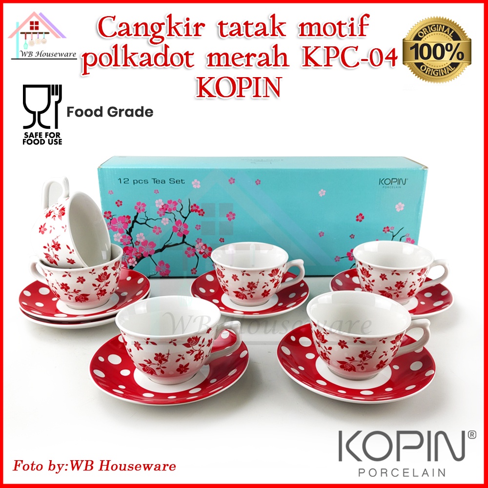 Jual KOPIN 6pasang cangkir set keramik motif polkadot merah KPC-04 ...