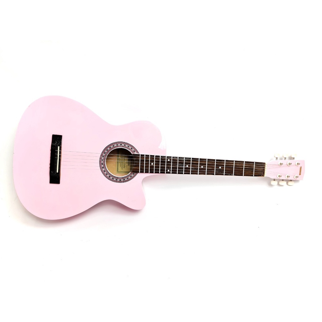 Jual Gitar Akustik Merk Yamaha Warna Pink Moldel Coak Senar String Buat Kado Atau Pemula