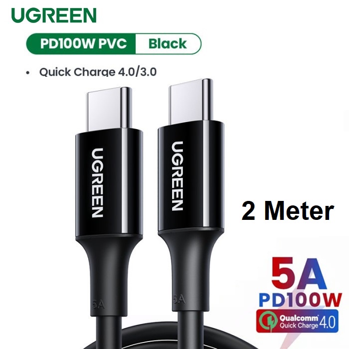 Jual UGREEN ORIGINAL Kabel Data TYPE C TO TYPE C 100W 5A 2M 2 Meter ...