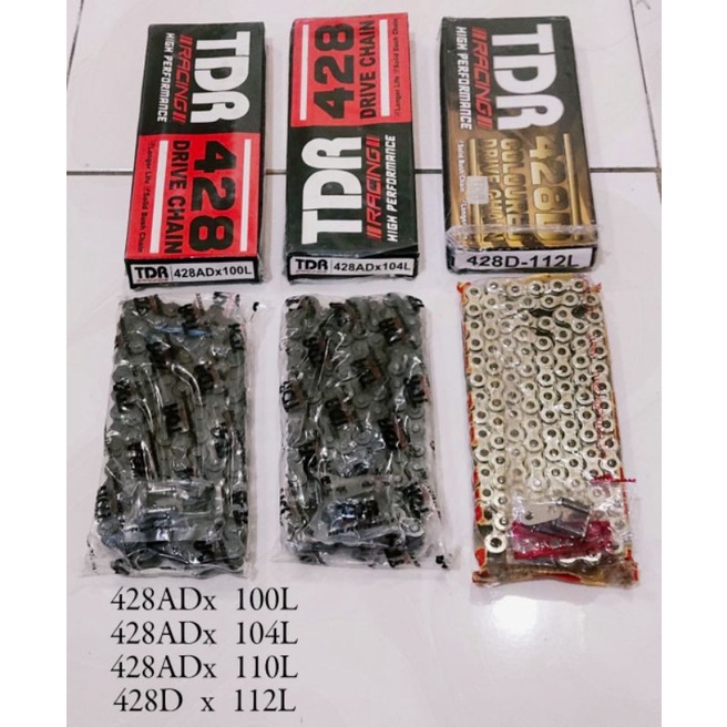 Jual Rantai TDR 428ADx 100L 104L 110L Black 428D - 112L Silver Original ...