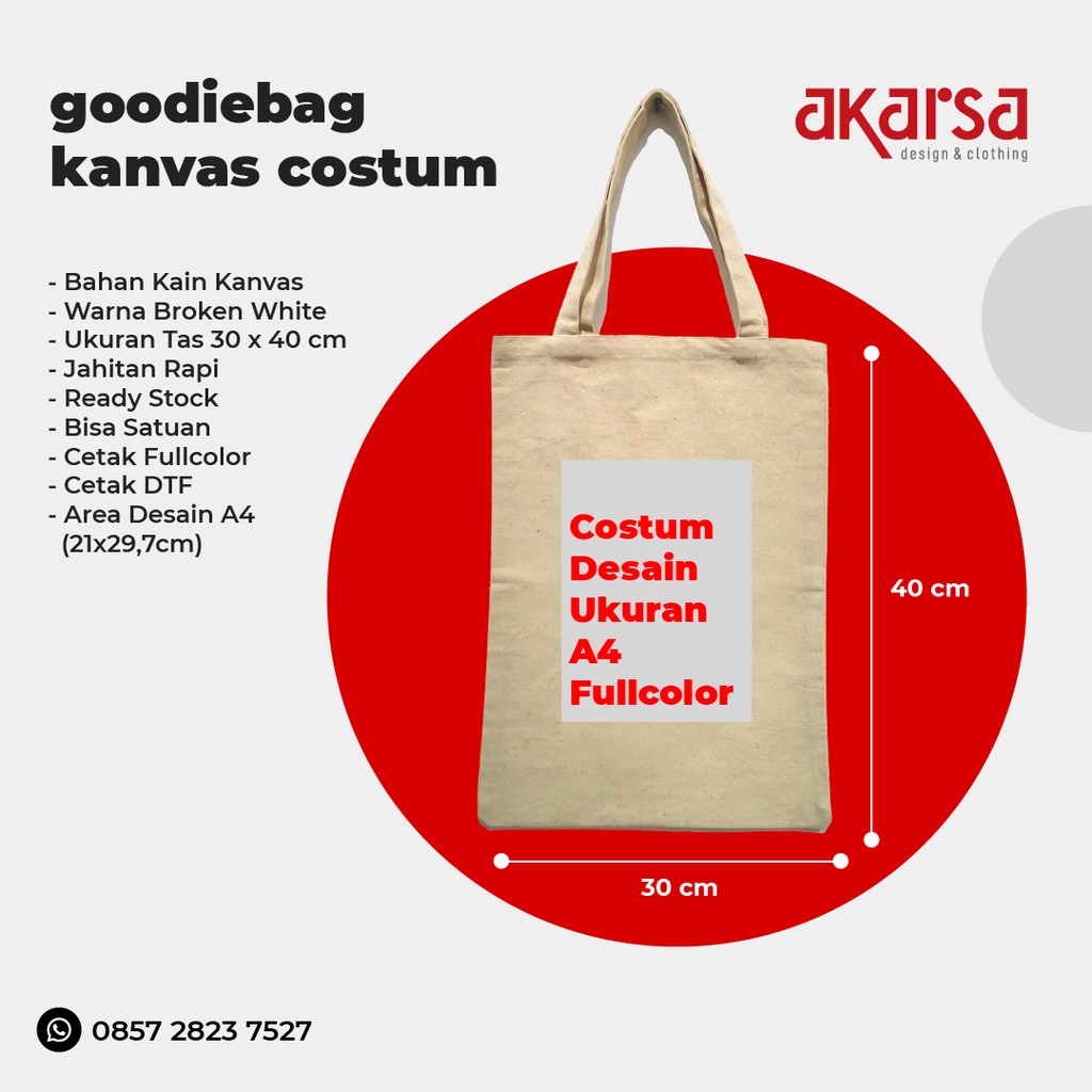 Jual Goodie Bag / Tote Bag Kanvas Custom Desain Sablon DTF | Shopee ...