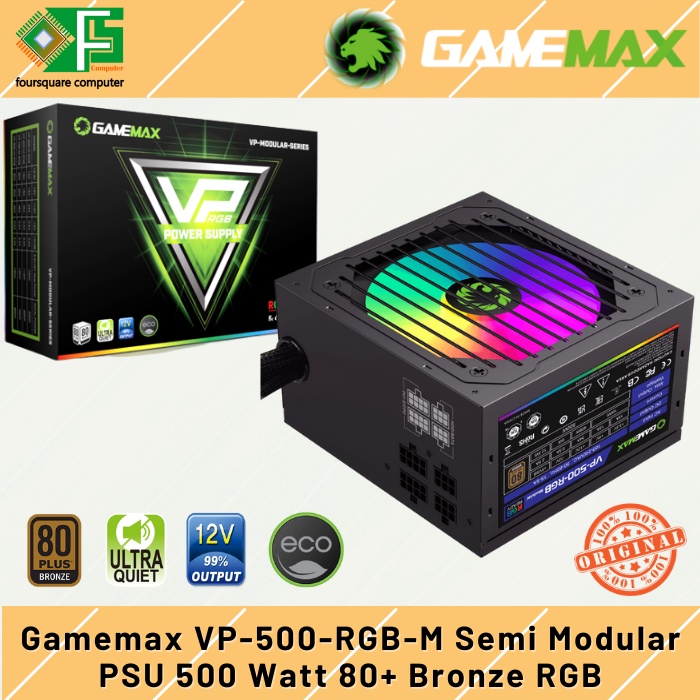Jual Gamemax VP-500-RGB PSU 500 Watt 80+ Bronze Semi Modular RGB ...