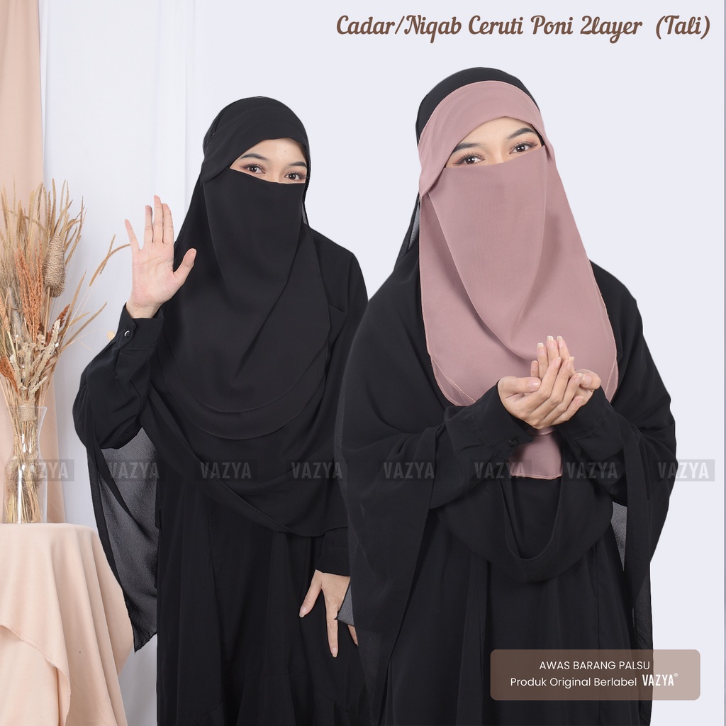 Jual Cadar Niqab Poni Tali Ikat 2-layer | Shopee Indonesia