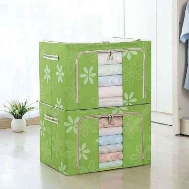 Jual FLOWER Storage Box 66 Liters Frame Baja Double Zipper Large Box ...