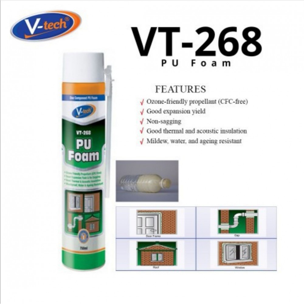 Jual Polyurethane (PU) Sealant Foam V-Tech 750 ml | Shopee Indonesia