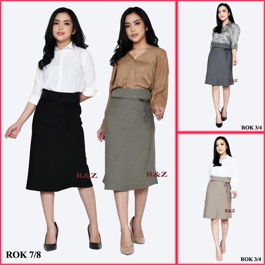 Jual rok hitam kerja kantor pendek wanita dewasa jumbo androk 78 A line ...