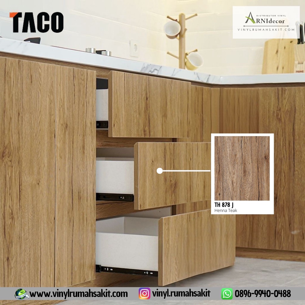 Jual HPL Taco type TH 878 J Henna Teak - Woodgrain/Motif Kayu (NO STICKER) | Shopee Indonesia