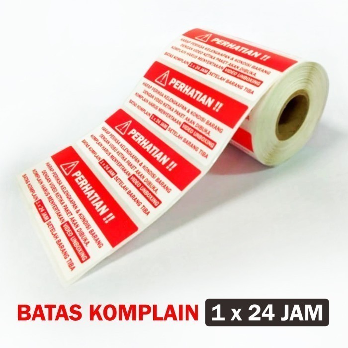 Jual Sticker Label Perhatian Video Unboxing 8,5 X 3,5 Cm (1 Roll/ 500 ...