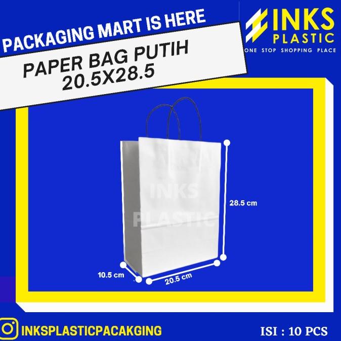 Jual =+=+=+] PAPER BAG PUTIH SIZE 20.5 x 28.5 CM ( Isi 10 ) | Shopee ...