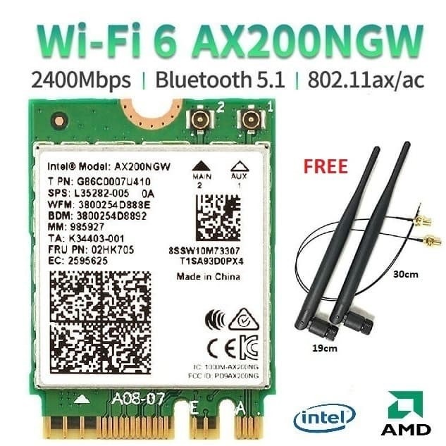 Jual Wifi 6 Wireless Card Intel AX200 Bluetooth 5.2 AX AC M.2 2G 5G M2 ...