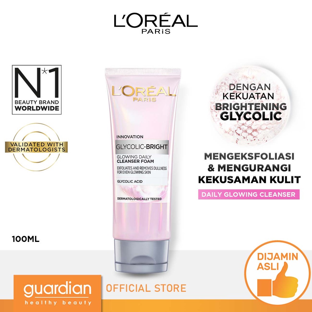 Jual L'OREAL PARIS Glycolic Bright Glowing Daily Cleanser Foam 100ml ...