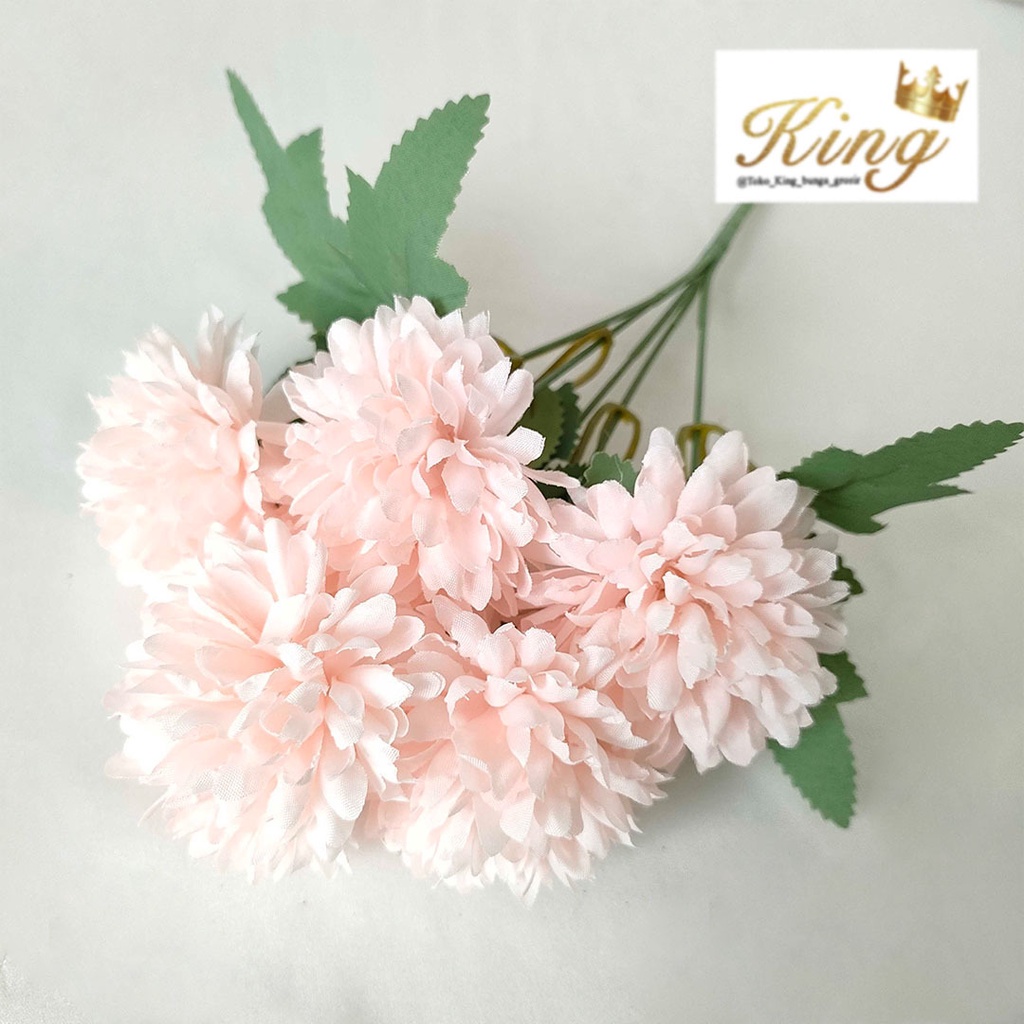 Jual Artificial Flower Pompom Mum 5 Head Bunga Palsu Plastik Buatan ...