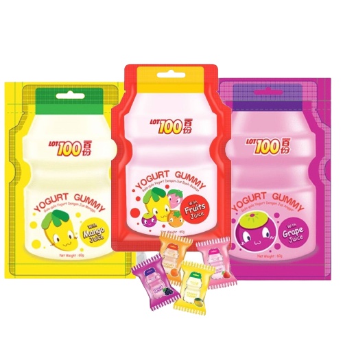 Jual Lot 100 Yogurt Gummy/ Lot 100 Permen Yogurt Gummy-Mango/Grape ...