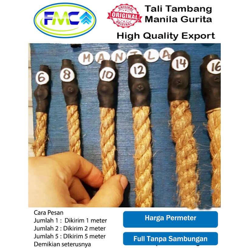 Jual Tali Tambang 4mm 6mm 8mm Permeter Tali Tampar Tali Manila Tali ...