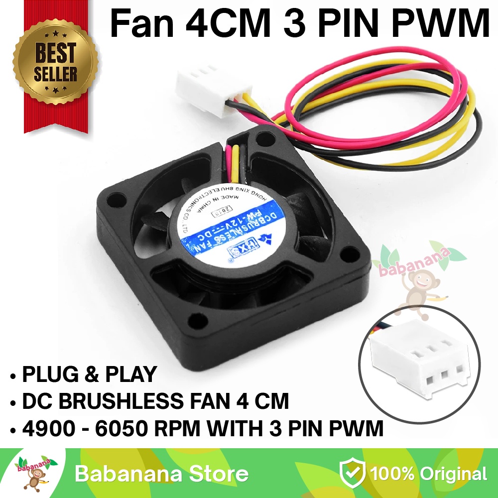 Jual Fan 40x40x10mm brushless dc kipas pc pwm 3 pin kecil mini cooler ...