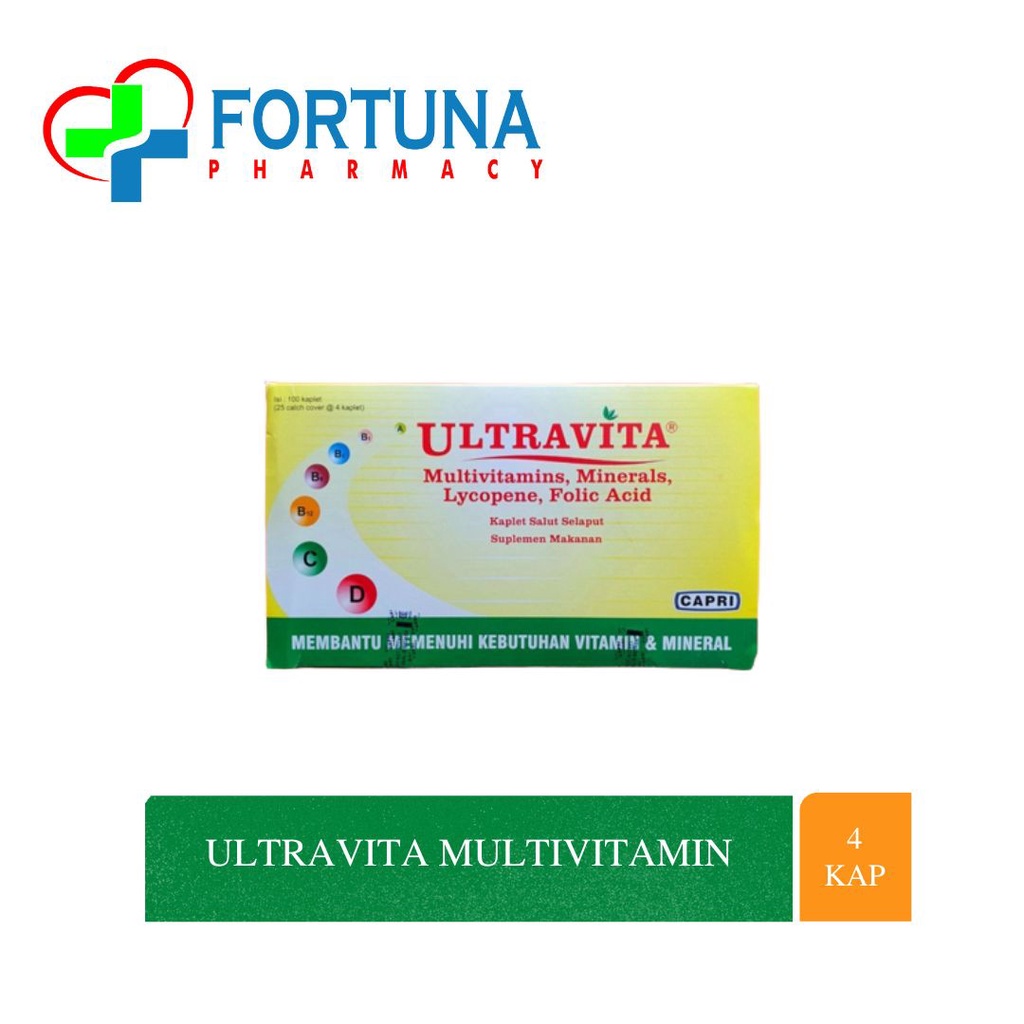 Jual ULTRAVITA multivitamin dan mineral lycopene asam folat | Shopee ...