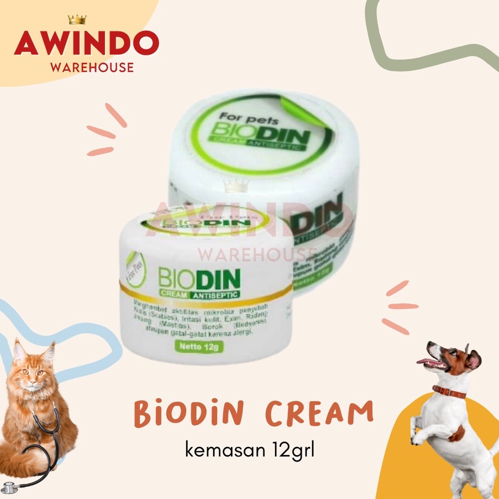 Jual BIODIN CREAM ANTISEPTIC 12GR - Obat Luka Jamur Scabies Kucing ...