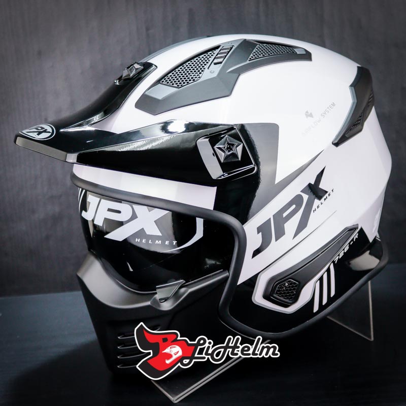 Jual HELM JPX MX726R PEARL WHITE BLACK | MX X726-R CROSSOVER | FULL ...