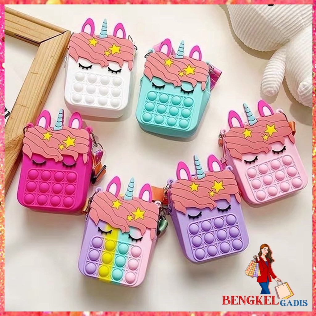 Jual Tas Selempang Anak Pop It Unicorn Bubble Fidget Push Toys Sling ...