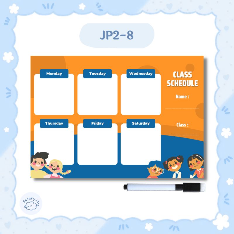 Jual [PART 2] Poster Jadwal Pelajaran Wipe & Clean | Mini Jadwal pelajaran A4 | Class Schedule ...