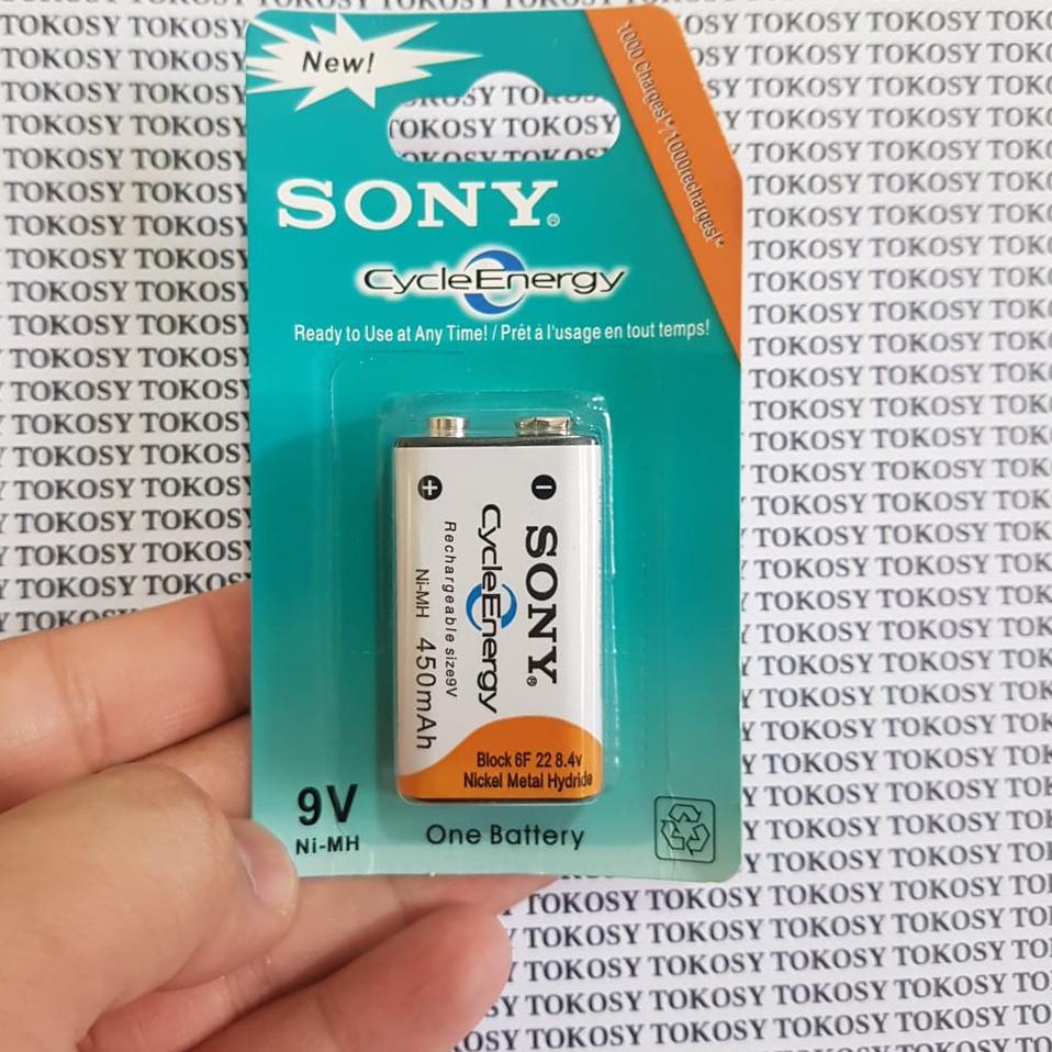 Jual >V44859) Batere Kotak 9v Sony Rechargeable 450mAh 9 volt battery ...
