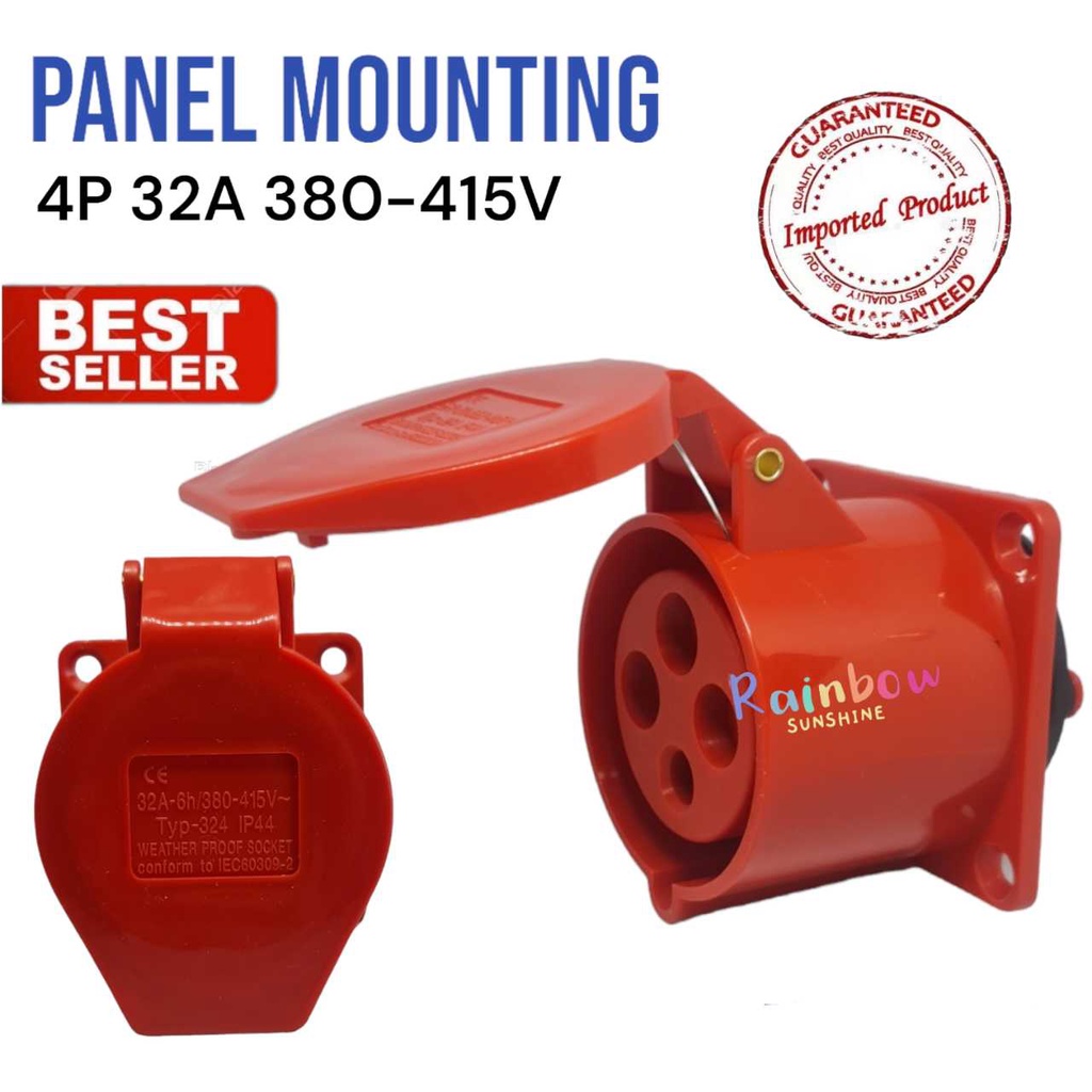 Jual Panel Mounting 4P 32A 324 Electric Industrial Socket Panel Mounting | Shopee Indonesia