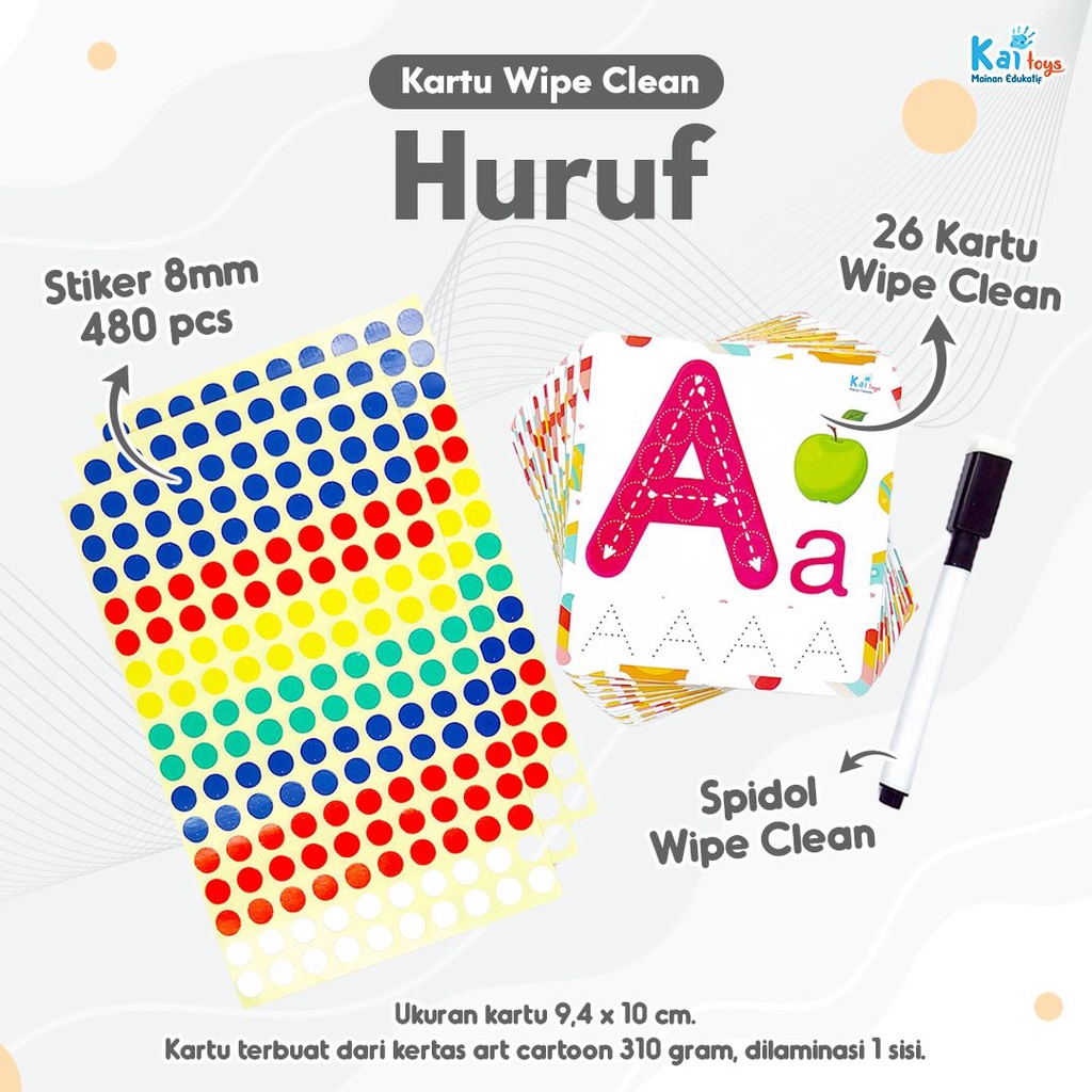 Jual Kartu Wipe and Clean Free Spidol / Flashcard Reusable Huruf Angka ...