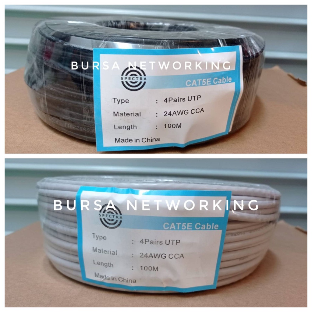 Jual 100 METER KABEL LAN SPECTRA UTP INDOOR GREY /FTP CAT5E HITAM ...