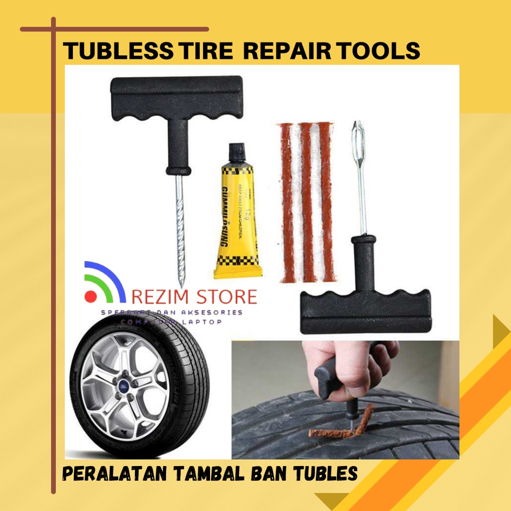 Jual Paket Alat Tambal Ban Tubles Tubeless Bocor Motor Mobil Set repair ...