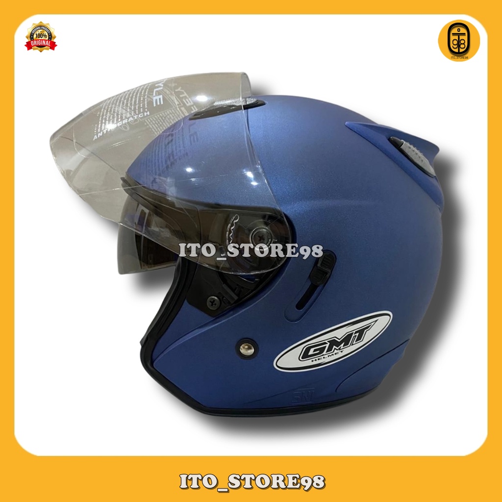 Jual Helm Sepeda Motor Half Face Gmt Centro Double Visor Solid Helem ...