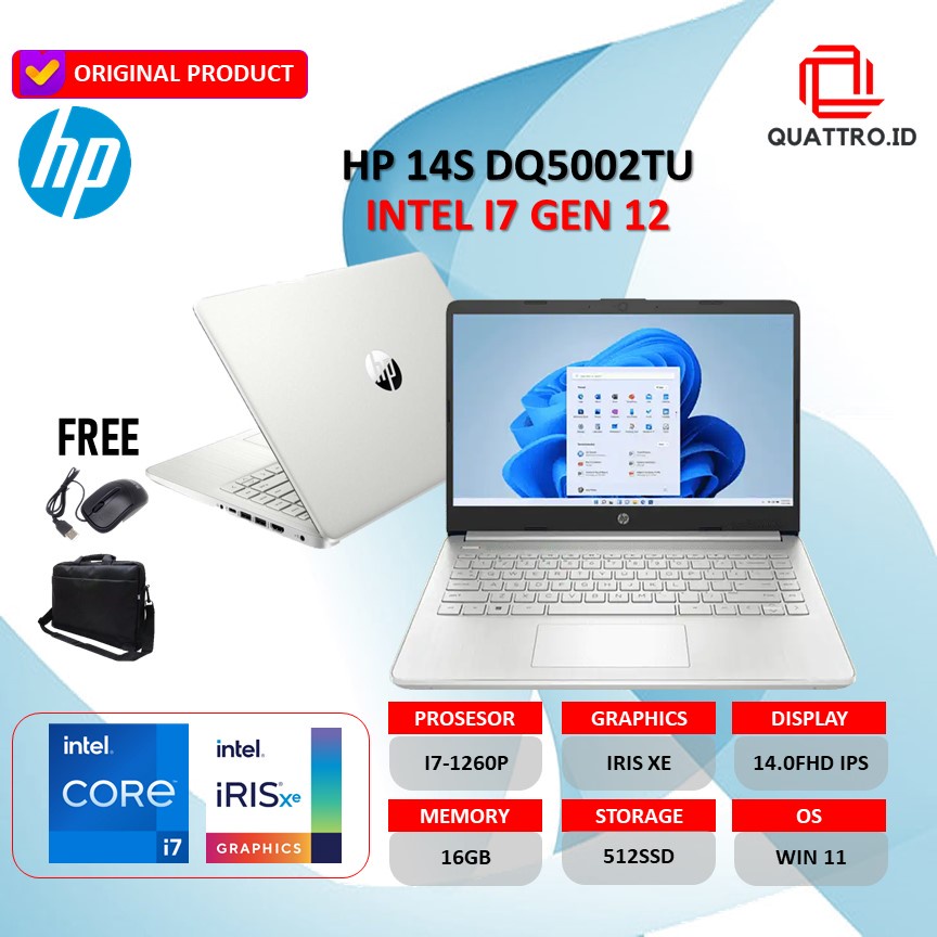 Jual Laptop HP 14s Core i7 GEN 12 ram 16GB ssd 512GB Windows 11 ...