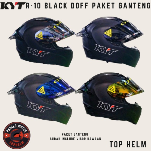 Jual HELM KYT R10 SOLID BLACK DOFF PAKET GANTENG/KYT FULL FACE R10 ...