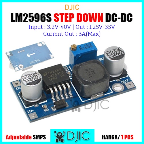 Jual LM2596 S Adjustable Step Down DC-DC 3.2V ~ 40V to 1.25V ~ 35V SMPS ...