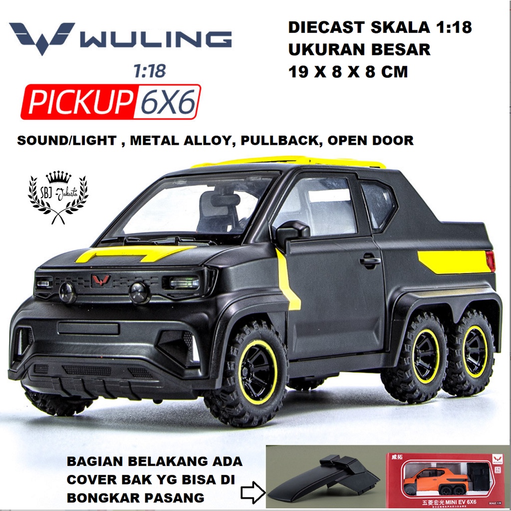 Jual Diecast mobil WULING PICKUP EV 6X6 original licensed skala 1:18 ...