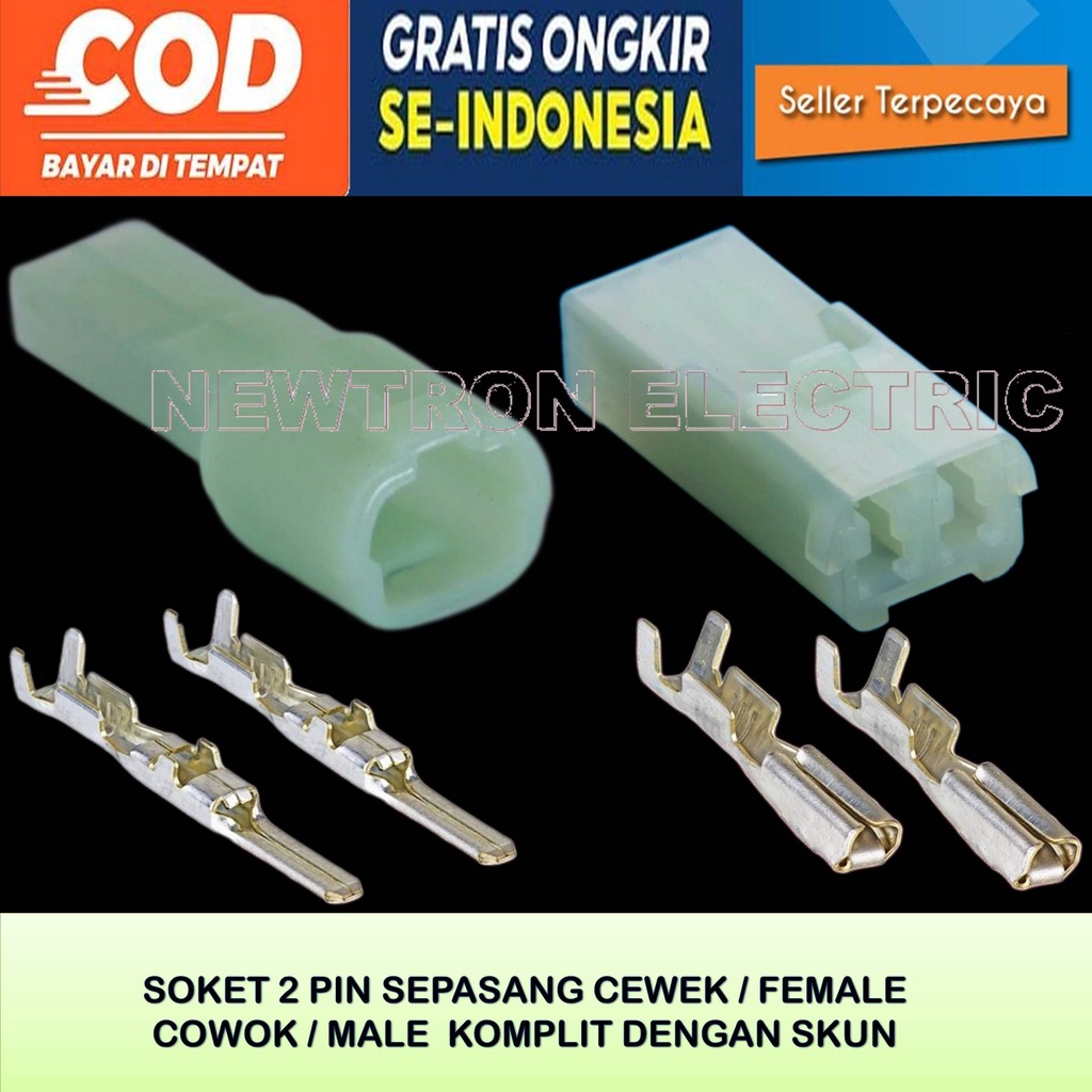 Jual SOKET 2 PIN MALE FEMALE PLUS SKUN ORIGINAL - SOKET 2 PIN BUAT ...