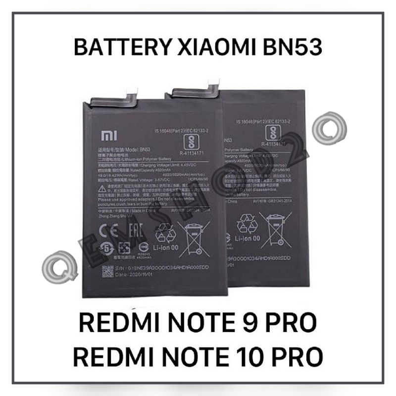 Jual BATERAI BATRE BATTERY XIAOMI REDMI NOTE 9 PRO / NOTE 10 PRO BN53 ...