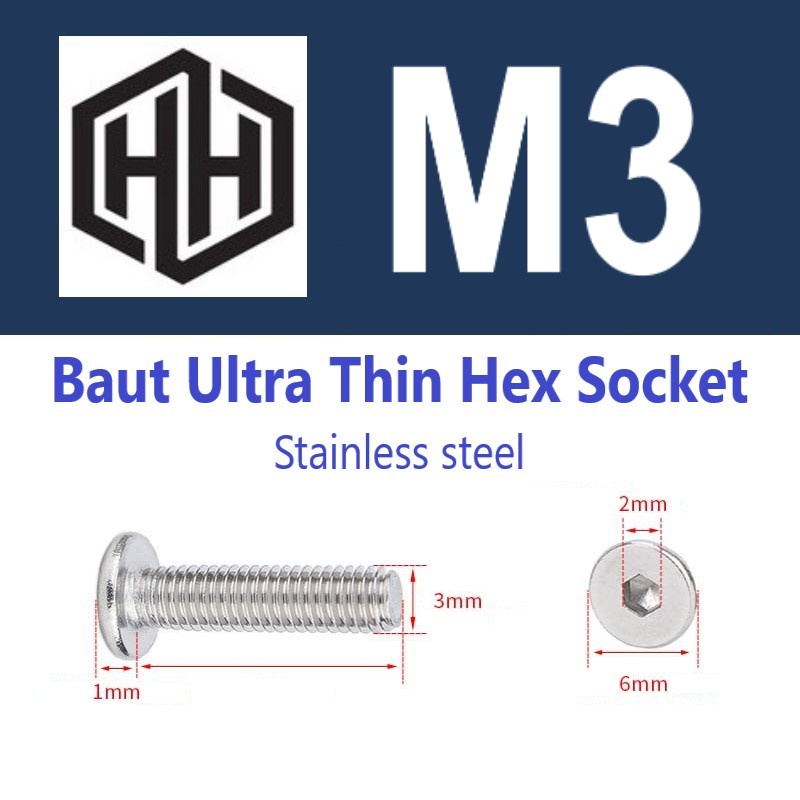 Jual Baut L M3 Hex Socket CM Ultra Thin Stainless steel BUT3 | Shopee ...