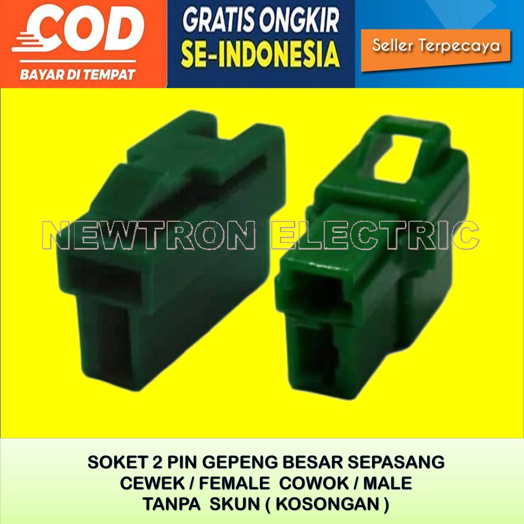 Jual Soket Socket Kabel 2 Pin Besar Sepasang Male Female Tanpa Skun ...