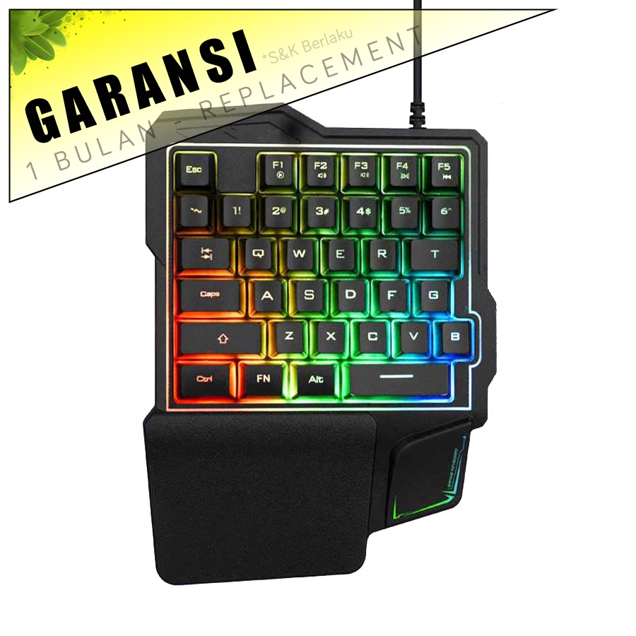 Jual [COD] Keyboard RGB 38 Keys Single Hand Gaming Led USB koneksi Feel ...