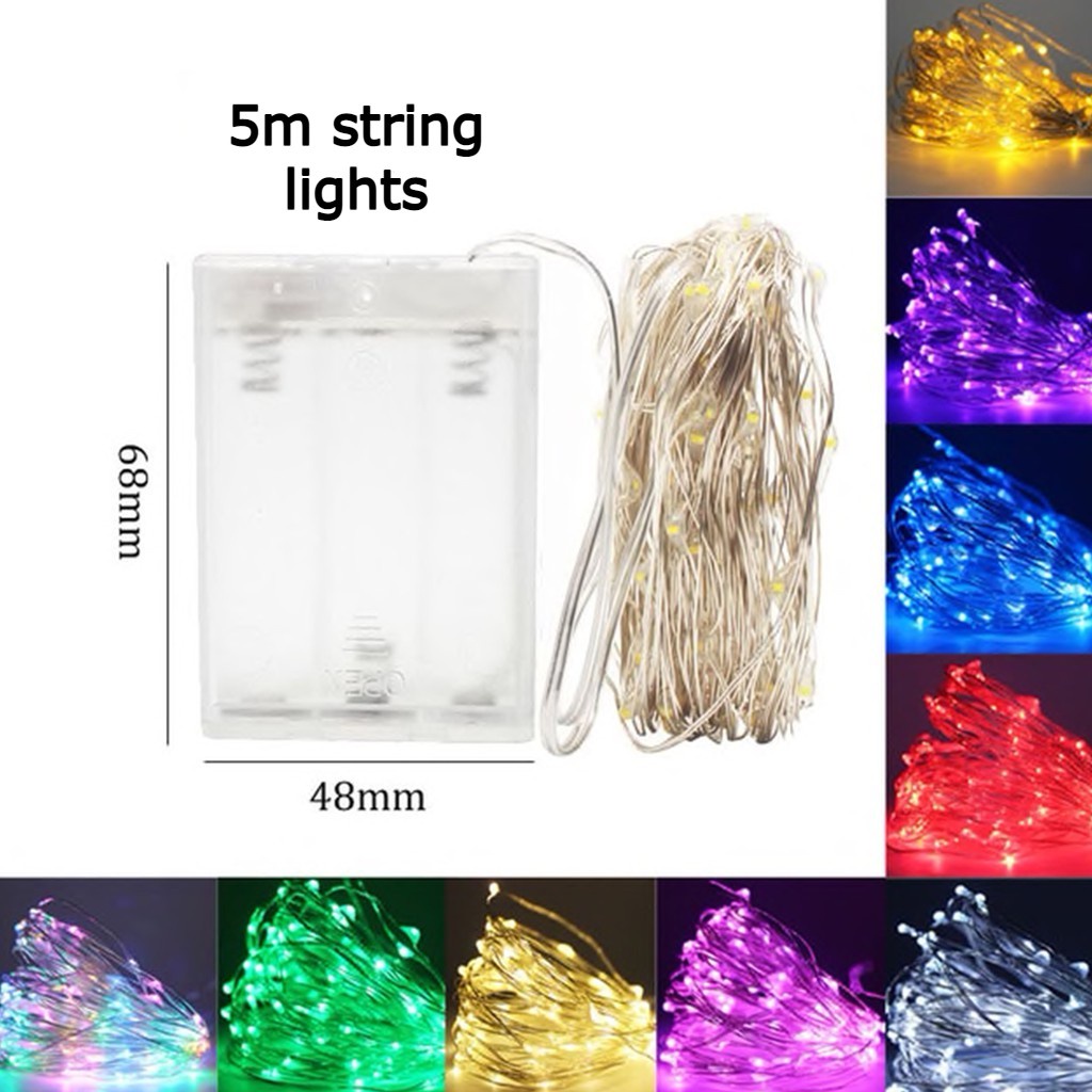 Jual Lampu LED Tumblr 5 Meter 50LEDs Kawat Hias Baterai Waterproof ...